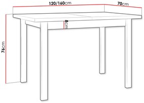 Rozkládací stůl do kuchyně 120x70 cm ARGYLE 10 - dub sonoma