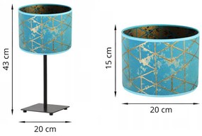 Stolní lampa WERONA 4, 1x modré textilní stínítko se vzorem, (výběr ze 4 barev konstrukce), G