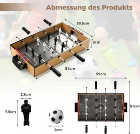 Costway Stolní fotbal vč. 2 fotbalové míče a LED světelný fotbalový stůl