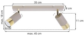 Bodové svítidlo Hugo, 2x béžové/zlaté kovové stínítko, (možnost polohování)
