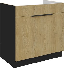 CREMONA cc | dolní skříňka 80 ZL 1S dřezová | 80 cm | PREMIUM BOX | černá/cremona