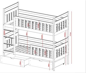 Legno Dětská patrová postel Monna šedá Rozměr (cm): 80x160
