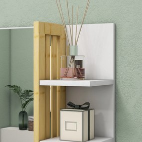 HOMCOM Moderní Zrcadlo do Koupelny Obdélníkové Nástěnné Zrcadlo se 4 Úložnými Policemi pro Makeup 45x15x58.5 cm Bílá
