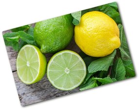 Wallmuralia Kuchyňská deska velká skleněná Limetka a citron 80x52 cm