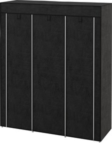 HOMCOM Textilní Skříň, Činžovní Skříň s Visící Tyčí, 8 Polic, Skládací Skříň, Černá, 125 x 43 x 162,5 cm | Aosom