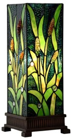 Stolní lampa Tiffany Rust zelená ve tvaru hranolu – 18x18x45 cm