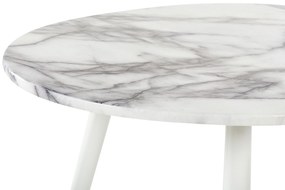 Oválný jídelní stůl s mramorovým efektem 120 x 70 cm bílý GUTIERE Beliani