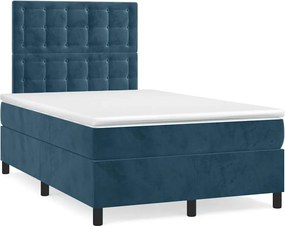 Box spring postel s matrací tmavě modrá 120x190 cm samet 3270023