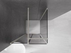 Mexen Velar, sprchový kout s posuvnými dveřmi 100 x 100 cm, 8mm šedé sklo, broušená ocel, 871-100-100-41-97
