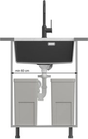 QUADRON Černý kuchyňský granitový dřez Logan 100, jednokomorový k instalaci pod kuchyňskou desku