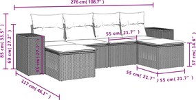 6dílná zahradní sedací souprava s poduškami černá polyratan 3255253