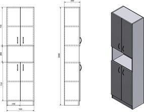 Aqualine, SIMPLEX ECO vysoká skříňka 50x180x30cm, SIME520