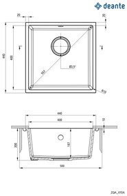 Deante ZQA_N10A - Kuchyňský dřez CORDA 44x44 cm granit/černá