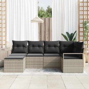 Set pohovek 6 ks Světle šedá polyratan 3346452