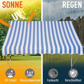 Clamové markýzy Outsunny s ručním křivkou, výškově nastavitelné kloubové rameno, odolné proti špíně, weather-resistant balkonové markýzy, 150 cm širo…