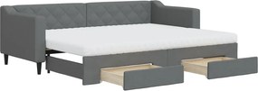 Válenda s přistýlkou a zásuvkami tmavě šedá 80 x 200 cm textil 3197476