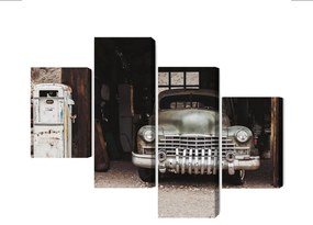 Vícedílný obraz Staré Auto Ve Stylu Vintage Nedostatek Nedostatek Přírodní plátno 120x75