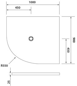 Polysan FLEXIA vanička z litého mramoru čtvrtkruh, 100x90x2,5 cm, R550, pravá, 91331