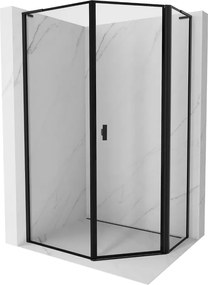 Mexen Mist L, pětiúhelníkový sprchový kout s křídlovými dveřmi, 80 x 90 cm, 8mm čiré sklo, černý profil, 8A8L-080-090-70-70-P