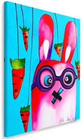 Obraz na plátně, Barevný králík s brýlemi - 40x60 cm