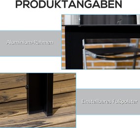 Zahradní stůl Outsunny pro 6 osob, jídelní stůl se skleněnou deskou, 150 x 90 x 74 cm, černý stůl na zahradu a balkon | Aosom.de