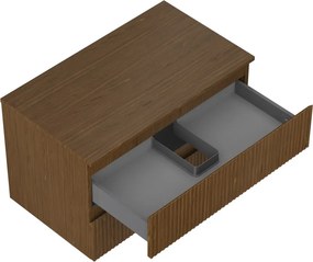 Mexen Rivel koupelnová skříňka pod umyvadlo 80 cm s deskou, 2 zásuvky, drážkovaná, ořech - 91A20-08047-2-BFFC86