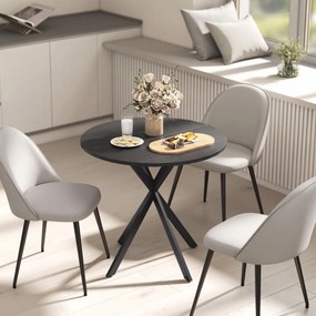 HOMCOM kulatý jídelní stůl 80 cm, industriální s křížovými ocelovými nohami, pro 2 osoby, černý