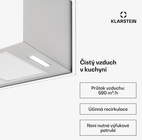 Klarstein Kronleuchter XL, digestoř, 90 cm, ostrůvková, 590 m³/h, dotyková, LED, bílá