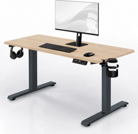 Elektrický stůl s regulací výšky ergonomický antracitový/dub sonoma,1400x700 mm: ARIA