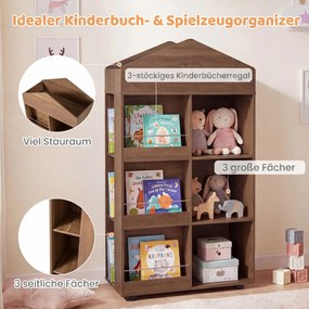 Costway Montessori dětská polička 116 cm knihovna dětská dřevěná a úložný