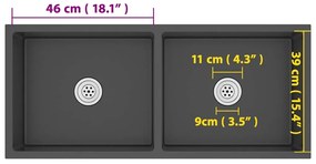 vidaXL Marketos Ručně vyrobený kuchyňský dřez černý nerezová ocel