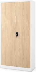 Víceúčelová kovová skříň bílá / dub sonoma, 900x1850x450 mm: DAWID Eco Design