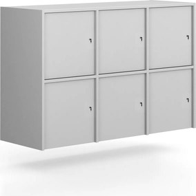Nástavba pro skříně FRAME, 6x dveře, 1299 x 450 x 854 mm, cylindrický zámek, šedá