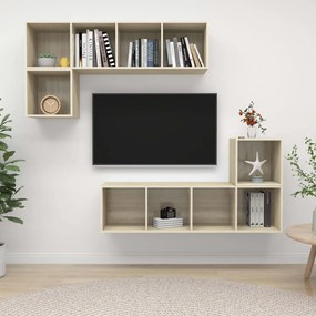 4Dílný Set Tv Skříněk Kompozitní Dřevo - Bílá
