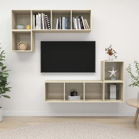4Dílný Set Tv Skříněk Kompozitní Dřevo - Bílá
