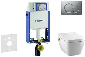Geberit Kombifix - Modul pro závěsné WC s tlačítkem Sigma01, matný chrom + Tece One - sprchovací toaleta a sedátko, Rimless, SoftClose 110.302.00.5 NT3