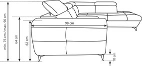 Rohová sedací souprava MONA PIK | 260x217cm | rozkládací s úložným prostorem | VÝBĚR LÁTEK