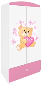 Dětská skříň Babydreams 90 cm medvídek s motýlky růžová