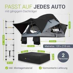 Juskys Autostan Lago pro 2–3 osoby Barva: černá / šedá, Velikost: 140 × 240 cm