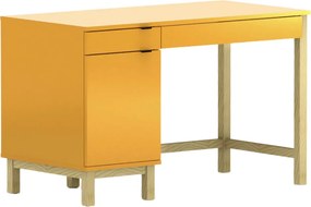 Dětský psací stůl MODEL se šuplíky a skříňkou Zvolte barvu: Žlutá s černým úchytem, Zvolte rozměr: 100x60 cm, Zvolte stranu: Levá