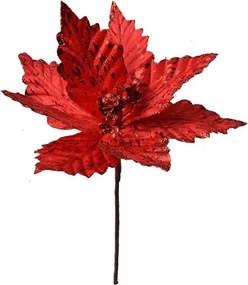 Červená umělá květina zápich vánoční hvězda Poinsettia - Ø 23*27 cm