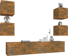 6dílný set TV skříněk kouřový dub kompozitní dřevo 3114259