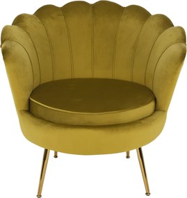 Křeslo ve stylu Art-deco, hořčicová Velvet látka/gold chrom-zlatý, NOBLIN
