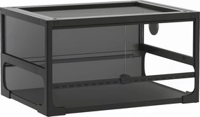 PawHut zvýšené skládací terárium pro plazy 60 × 45 × 32 cm (24 × 18 × 13 palců) — kalené sklo, zamykatelné víko, podávací dvířka, síťované větrání, 3…