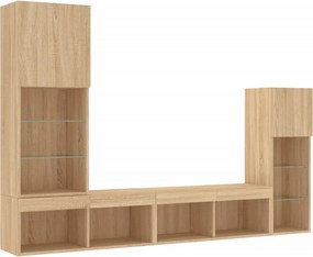 4dílná obývací stěna s LED dub sonoma kompozitní dřevo 3216649