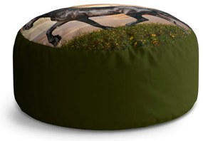 Taburet Circle friský kůň, zelená / hnědá
