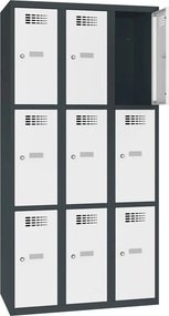 MALOW Šatní skříň dělená Sus 333 W šířka 900 mm [světle šedá, světle šedá, cylindrický zámek]