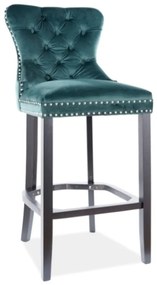 Barová židle AUGUST H-1 Velvet, 50x114x42, černá/zelená