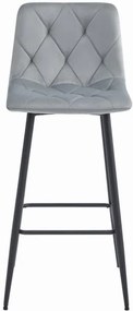 Set čtyř barových židlí NADO sametové stříbrné (černé nohy) 4 ks