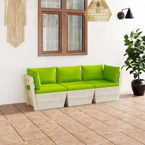vidaXL 3místná zahradní pohovka z palet s poduškami smrkové dřevo [3063396] Barva: Jasně zelená